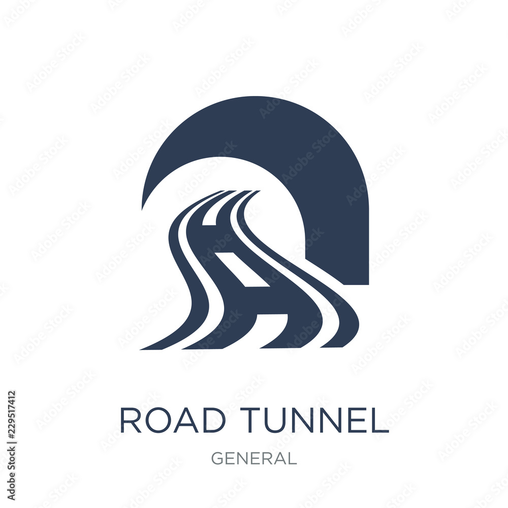 road tunnel icon. Trendy flat vector road tunnel icon on white ...