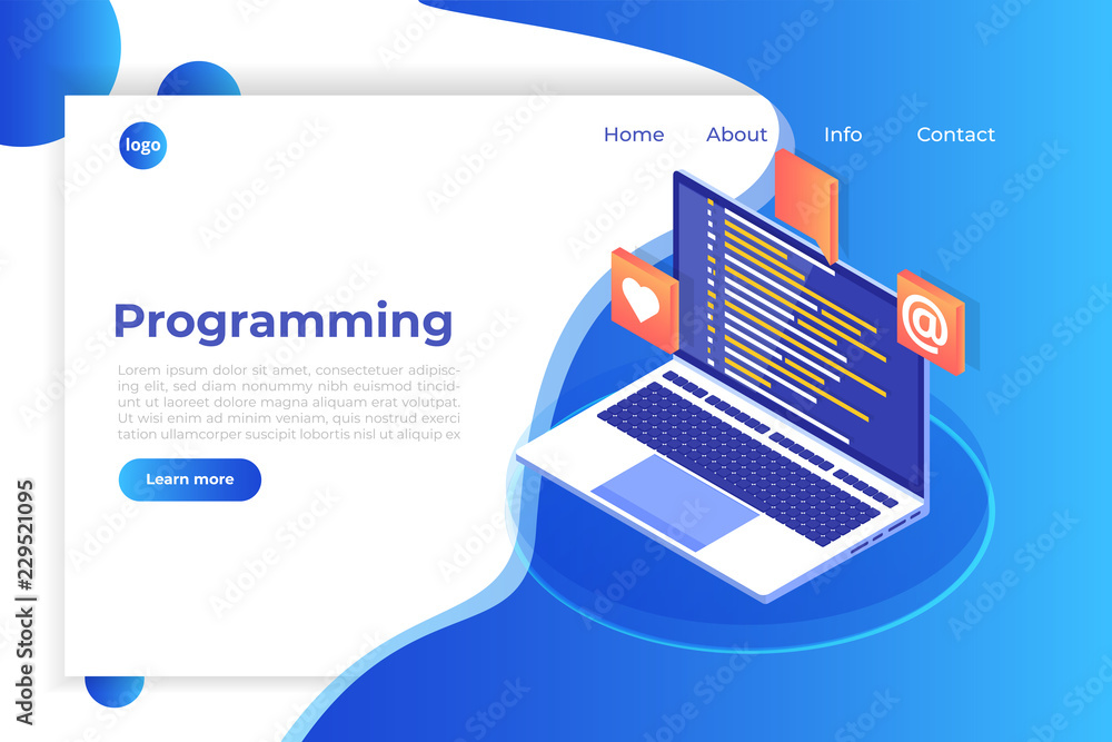Vektorová Grafika „coding Software Development Programming Isometric Concept Program Code On