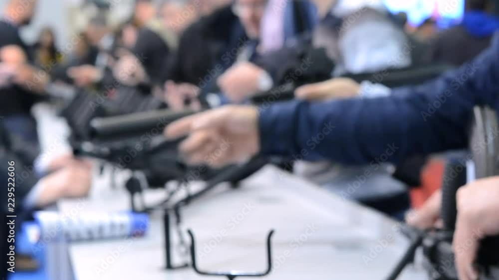 Abstract Defocused Blurred Background. Weapon optics sight of sniper ...