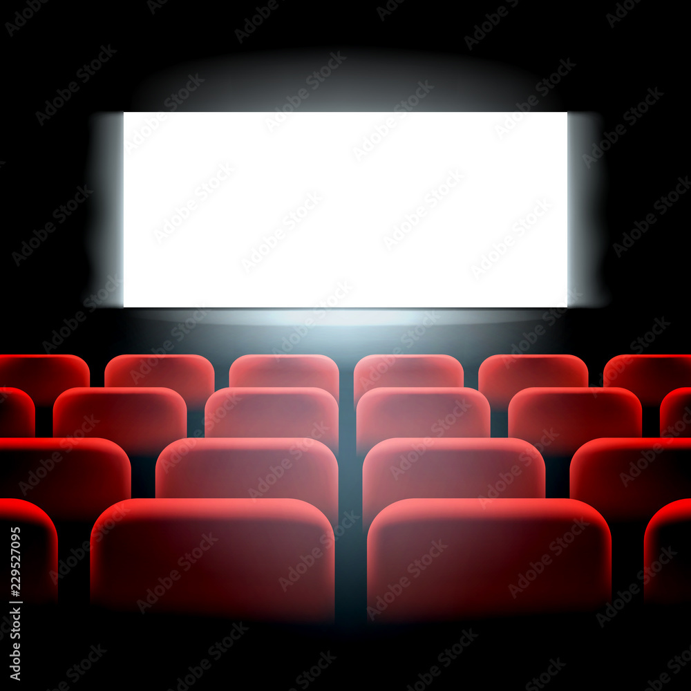 Movie cinema premiere screen with red seats. Graphic concept for your ...