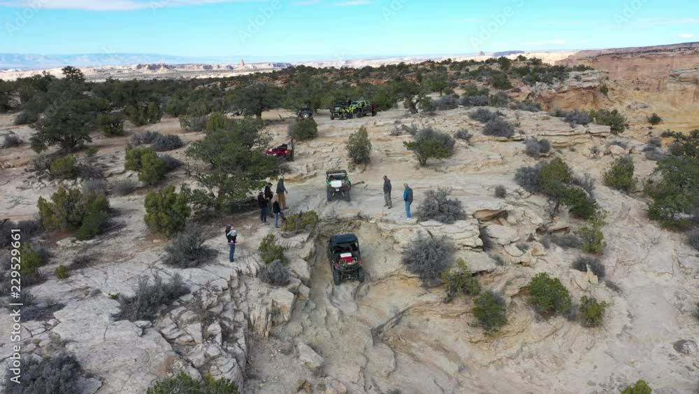 Aerial off road recreation rock crawling adventure desert. San Rafael ...