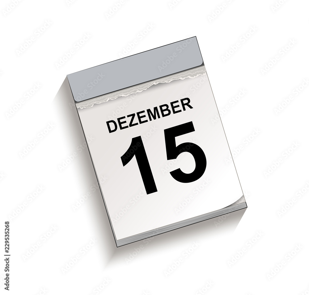 Kalender Dezember 15, Kalender, Abreißkalender mit Datum 15 Dezember ...
