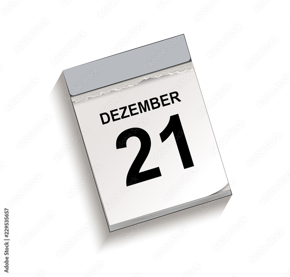Kalender Dezember 21, Kalender, Abreißkalender mit Datum 21 Dezember ...
