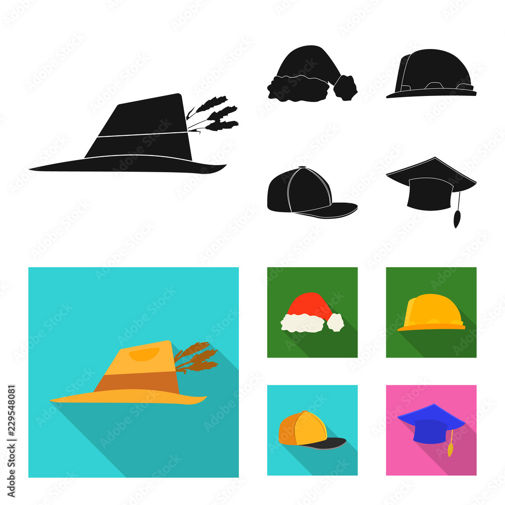 Vector illustration of headgear and cap symbol. Collection of headgear ...