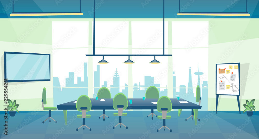Cartoon Color Conference Hall Business Inside Interior. Vector Stock ...