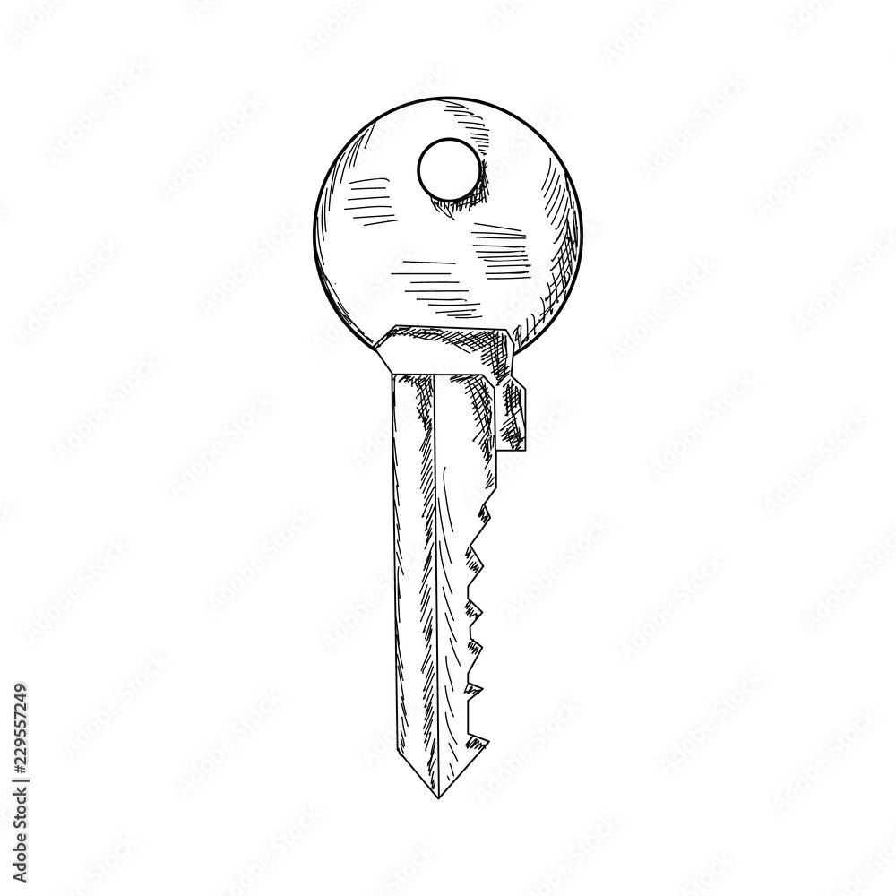 vector, on white background, simple key sketch Stock Vector | Adobe Stock