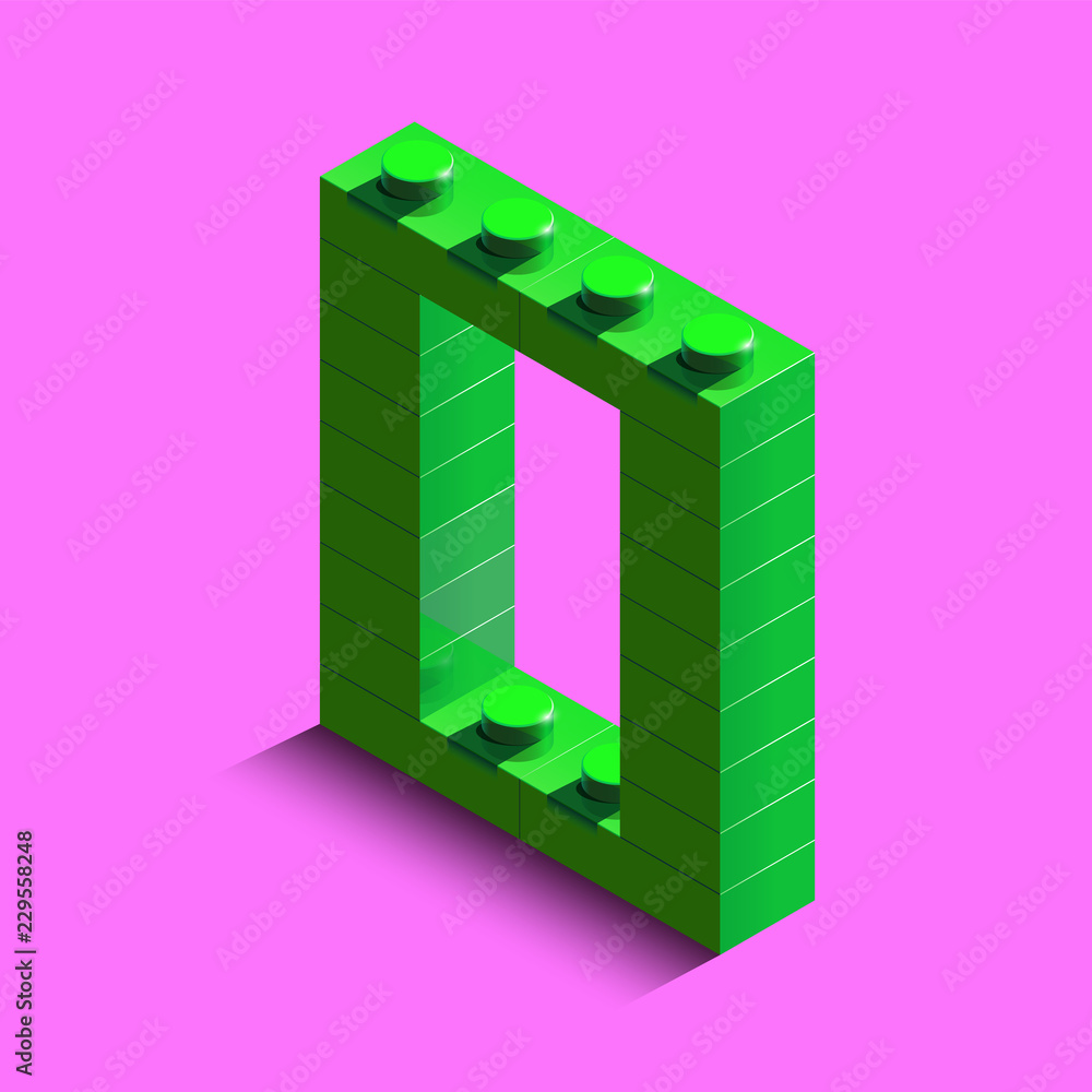 Realistic red 3d isometric letter O of the alphabet from constructor ...
