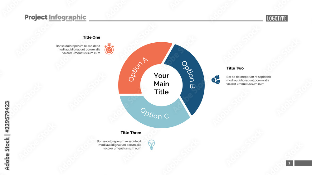 Pie chart with three elements. Diagram, option graph, layout. Business ...