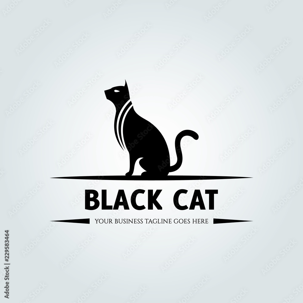 Black cat logo design template. Vector illustration Stock Vector ...