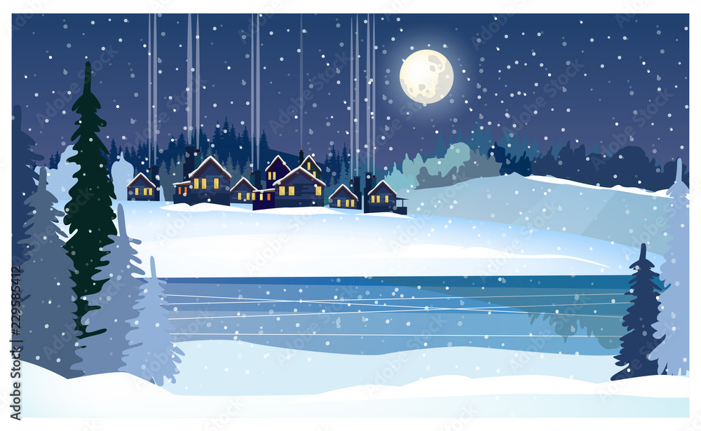 Winter Night Scene