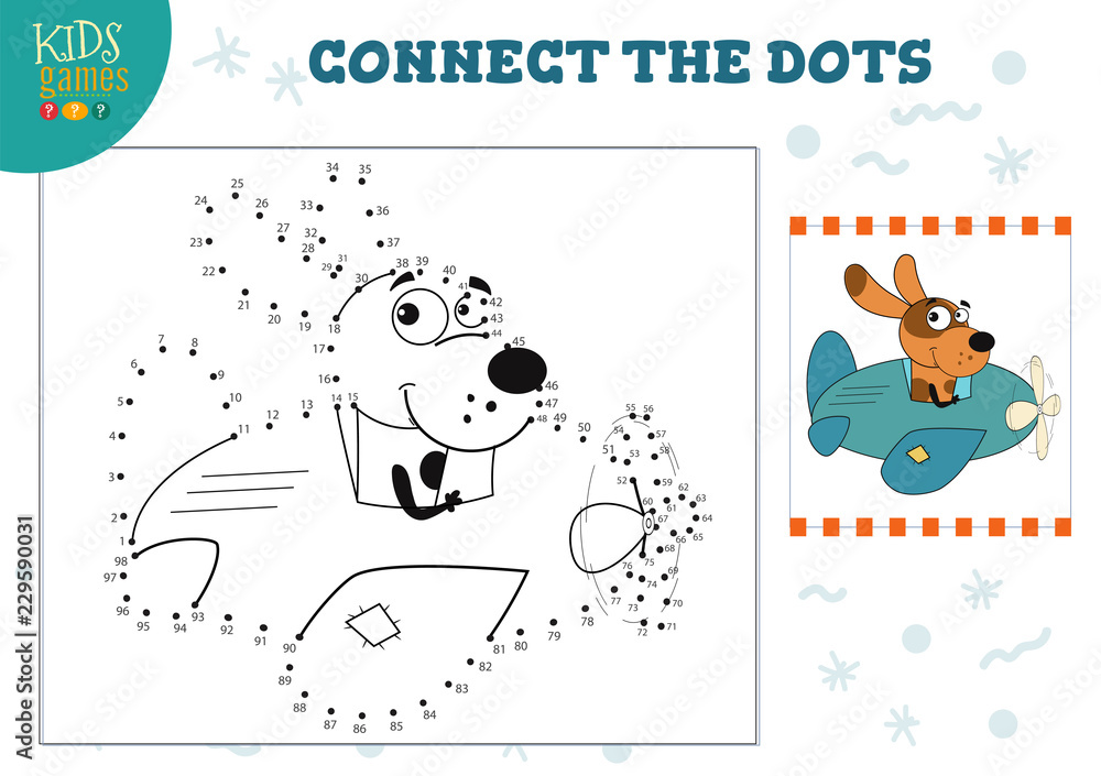 Connect the dots kids game vector illustration. Preschool children ...
