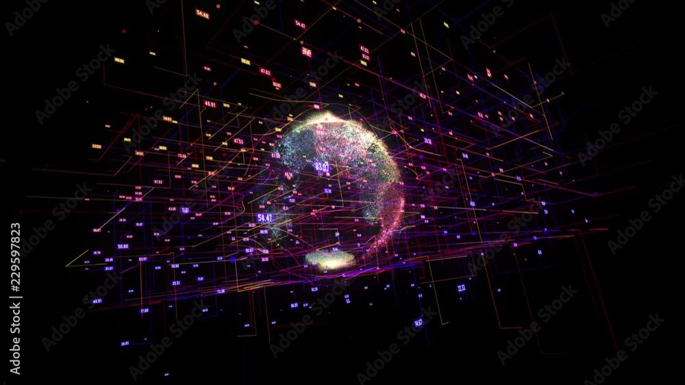 Big data visualization with digital Earth. HUD grid corners motion ...