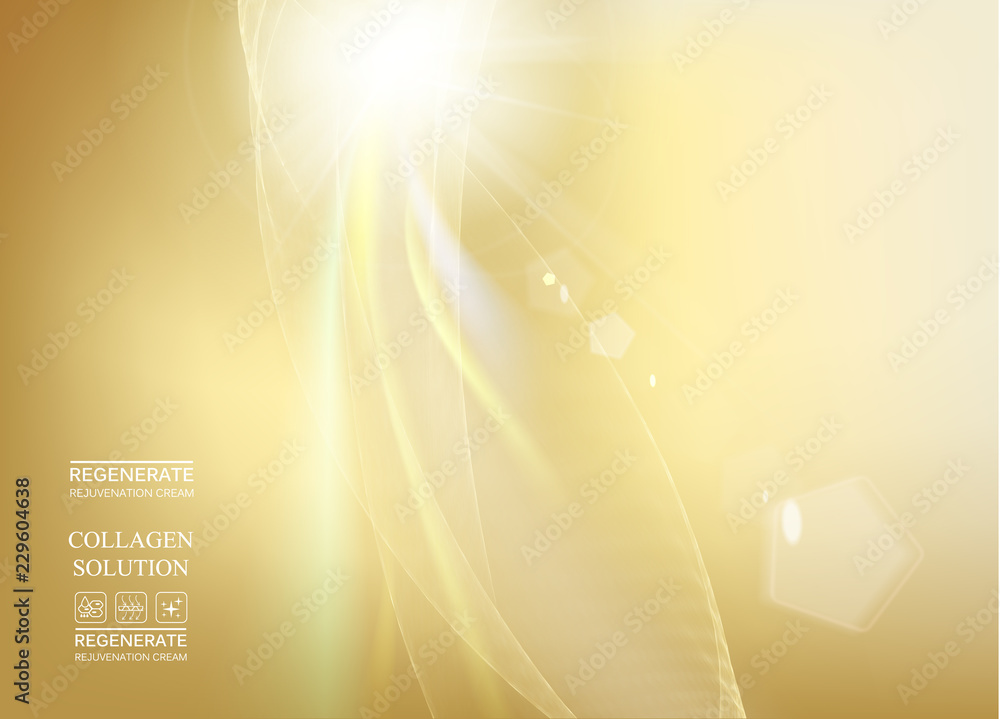 Sun ray shining a the top of image over the golden gradient background ...