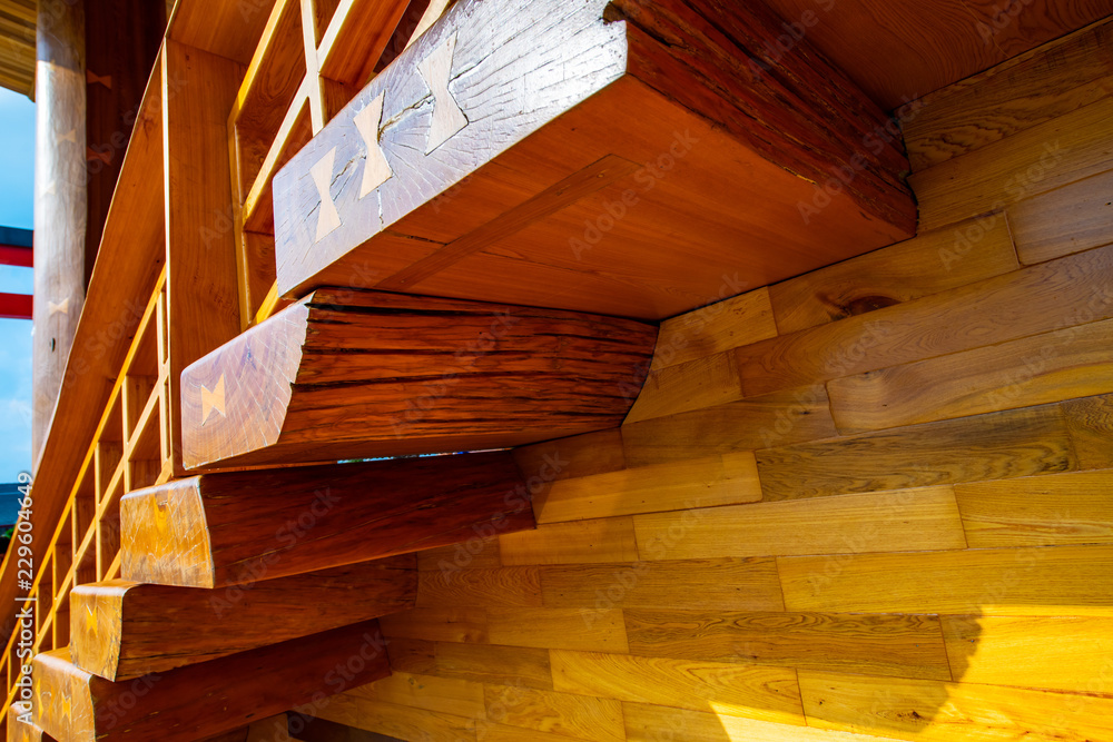 Japanese style stair in Hinoki land Stock Photo | Adobe Stock