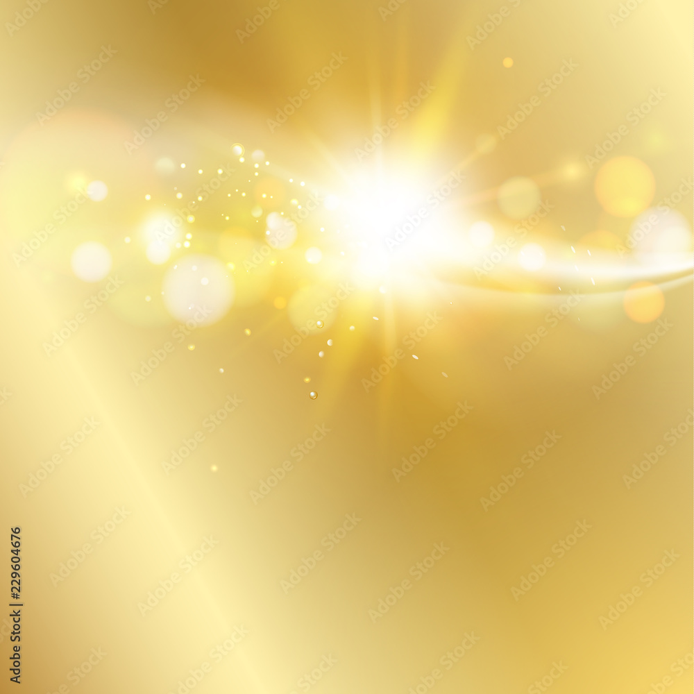 Sun ray shining a the top of image over the golden gradient background ...