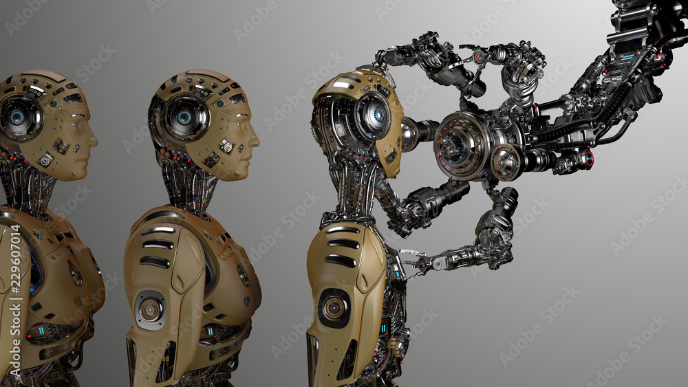 Robotic Arm performing a validation test on one of three robots or ...