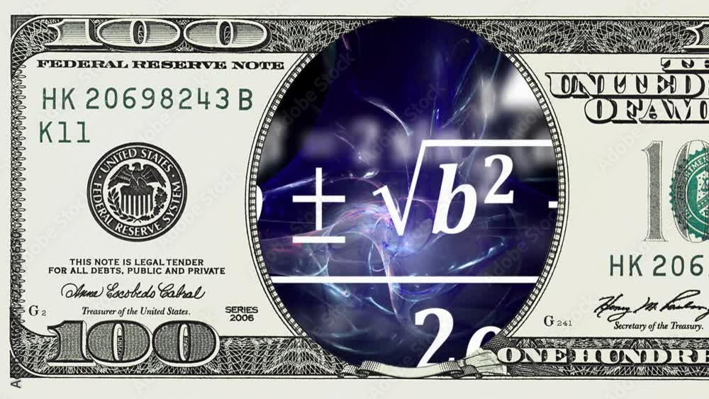 Math equations and formulas flying and disappearing in distance in ...