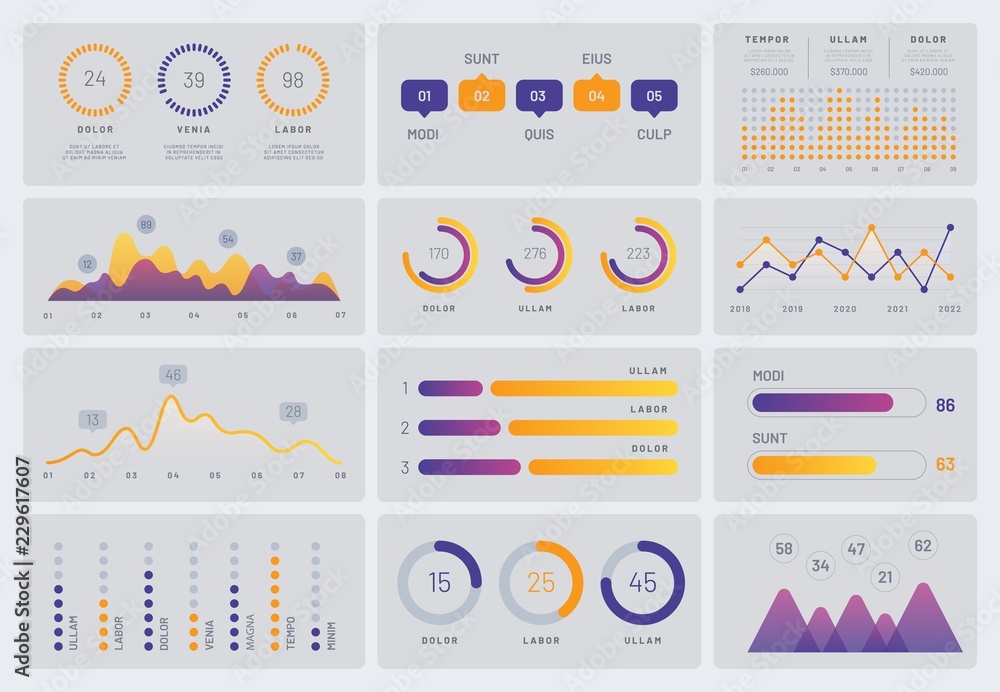Infographics marketing icons, abstract elements of graph, diagram with ...