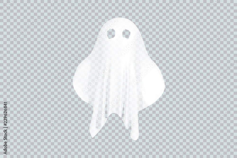 Ghost of Halloween party in white sheet on transparent background ...