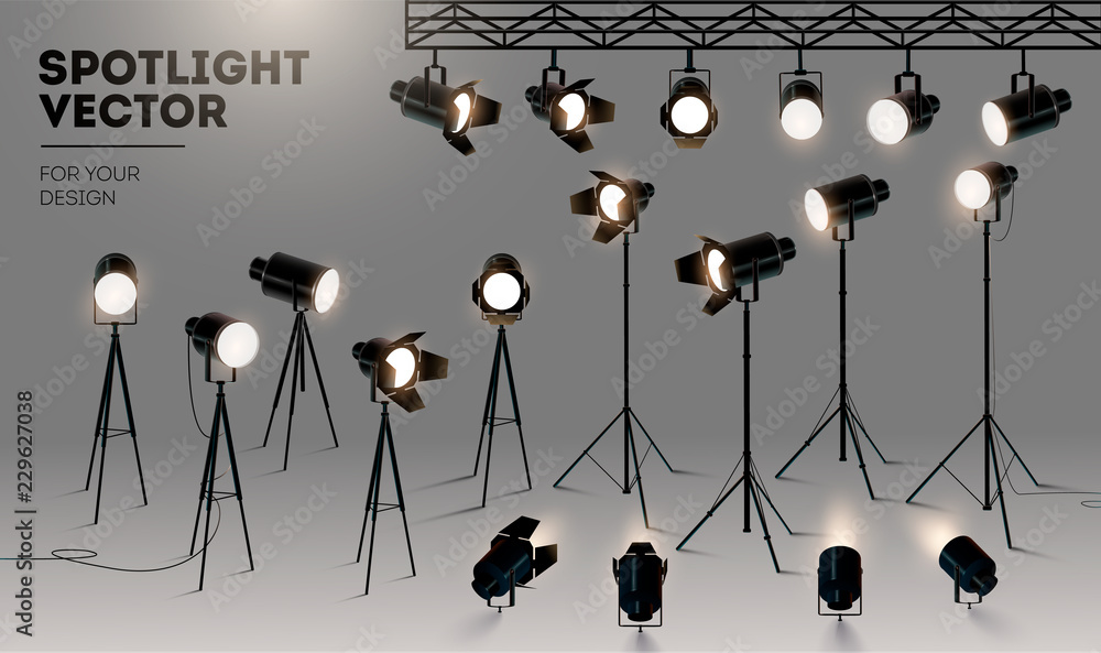 Poster Spotlights realistic transparent background for show contest or ...