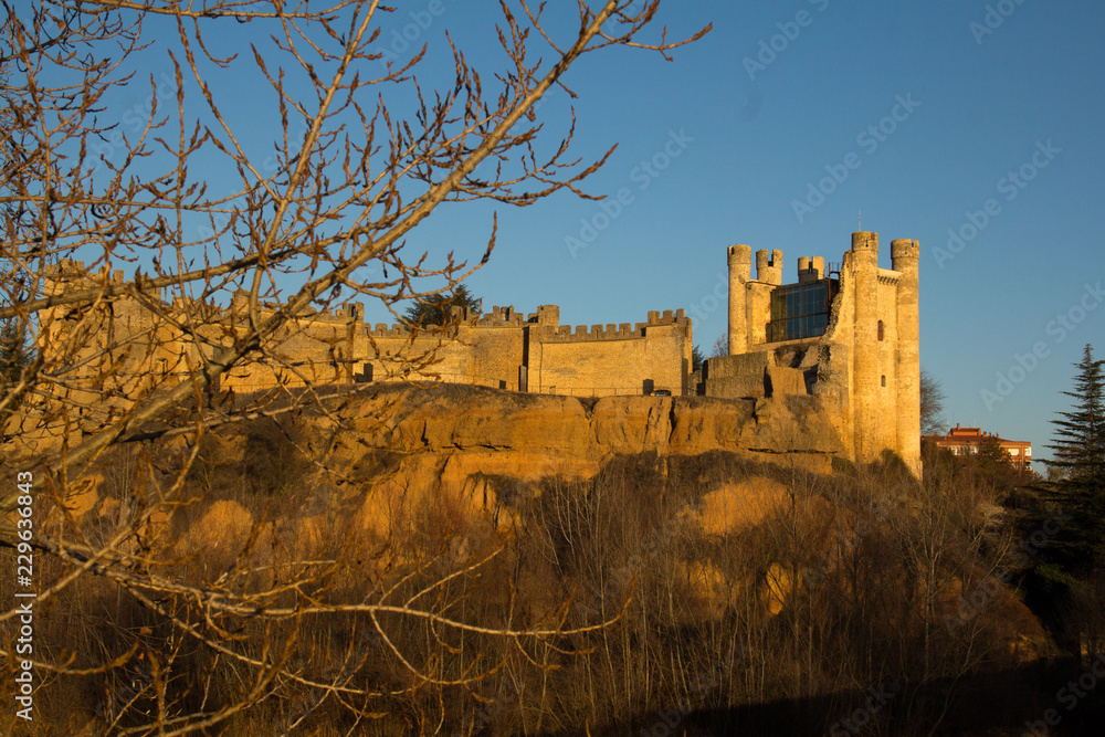 Castillo de Coyanza, the castle in Valencia of Don Juan, in golden hour ...