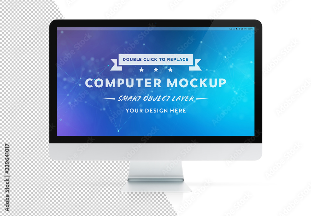 Desktop Computer Isolated on White Mockup Stock Template | Adobe Stock