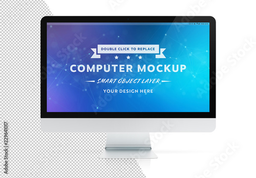 Desktop Computer Isolated on White Mockup Stock Template | Adobe Stock
