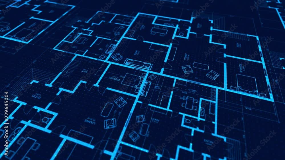 Rotating architecture blueprint Seamlessly loopable. Stock Video ...