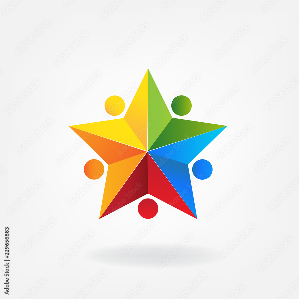Logo teamwork people in star shape icon Stock Vector | Adobe Stock