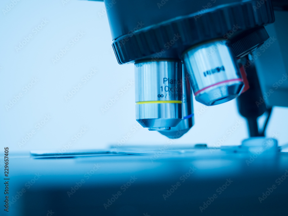 Selective focus microscope lens at cytology and pathology department in ...