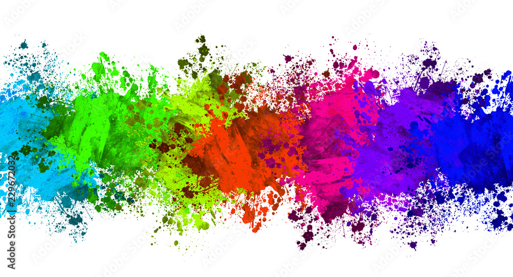 Rainbow Paint Splatter Border