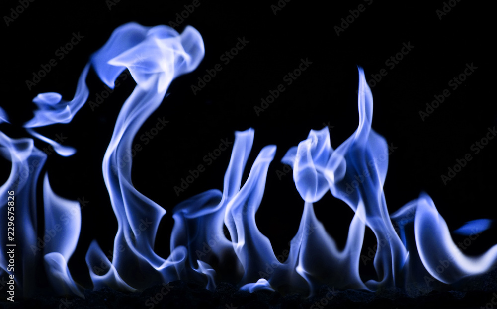 burning blue fire flame on the black background Stock Photo | Adobe Stock