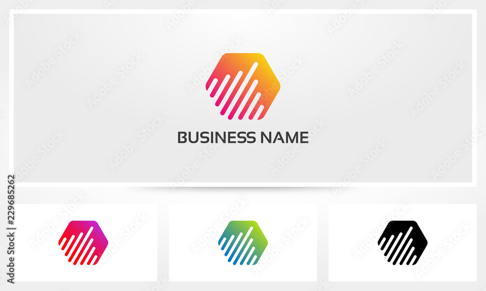 Chart Diagonal Hexagon Logo Stock Vector | Adobe Stock