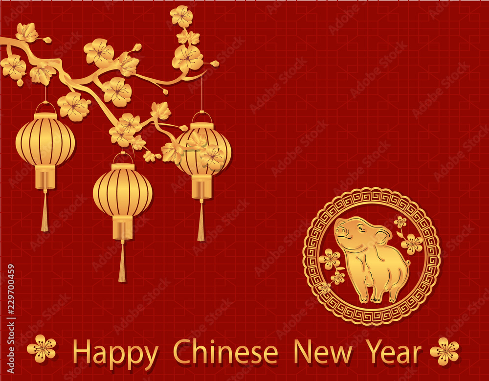 Zodiac of the Pig. The Chinese pig of the new year brings prosperity ...