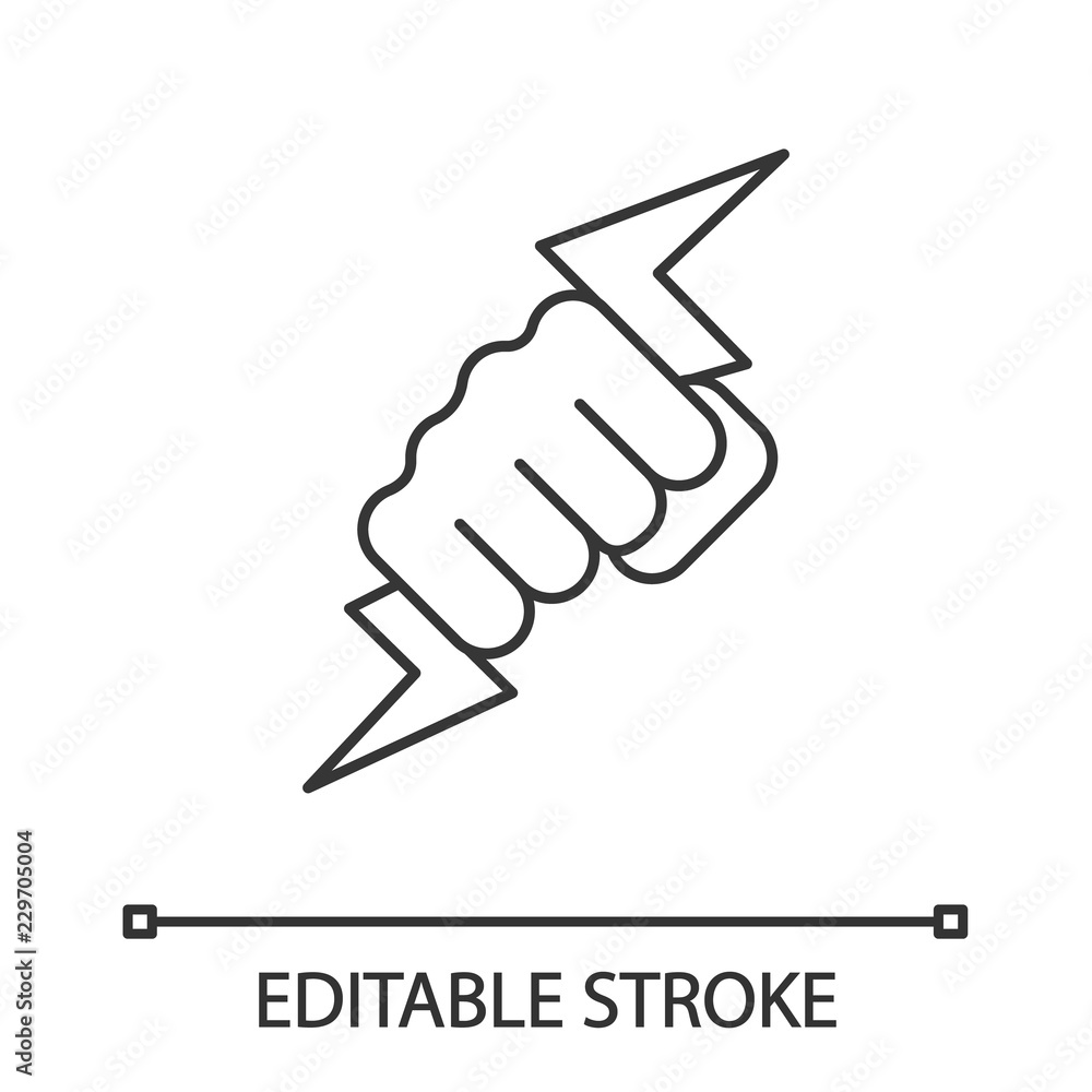 Hand holding lightning bolt linear icon Stock Vector | Adobe Stock