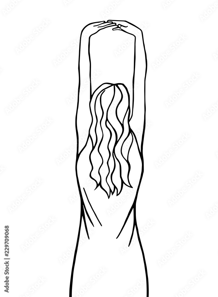 Woman portrait in backlight. Girl with long hair standing with her back ...