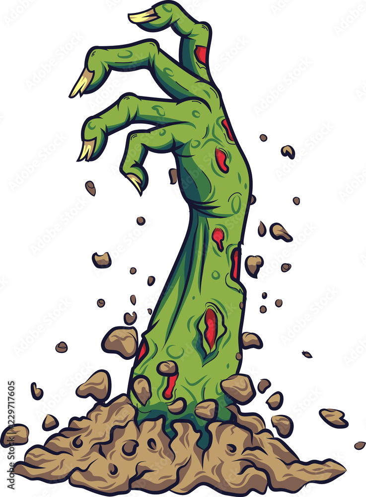 Cartoon zombie hand out of the ground Stock Vector | Adobe Stock Cartoon zombie hand out of the ground Stock Vector | Adobe Stock