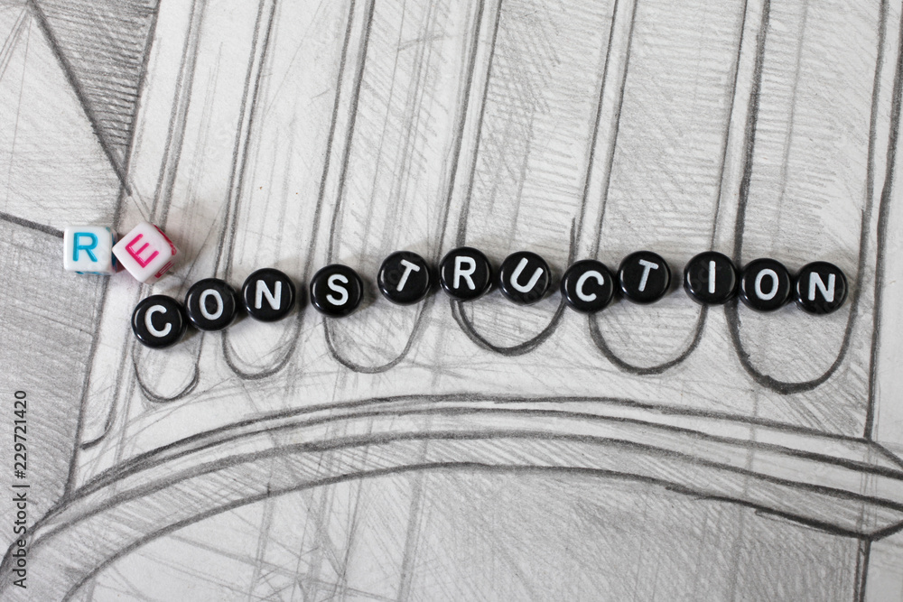 Architectural blueprints, training sketch of construction, and word ...