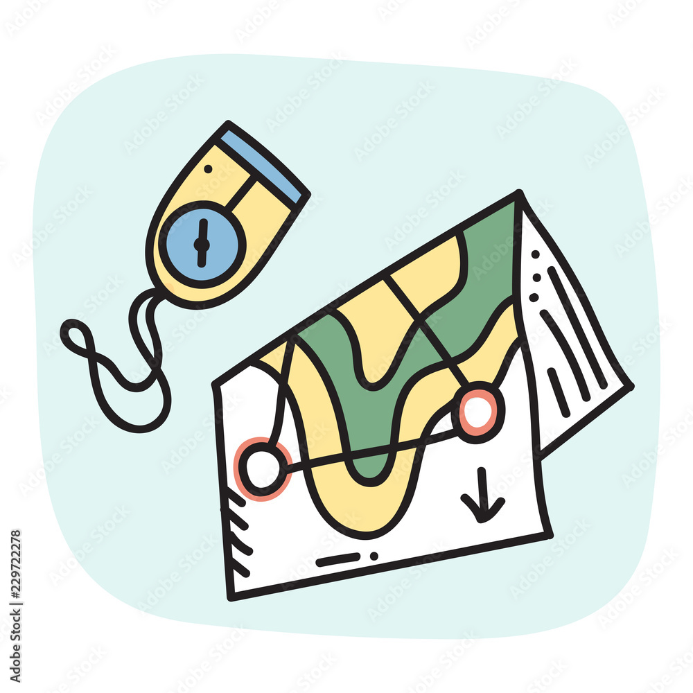 orienteering map and compass. Vector Stock Vector | Adobe Stock