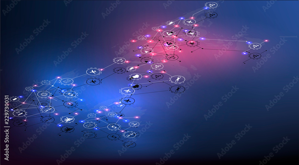 Wireless remote control interacts with locations on the world map ...