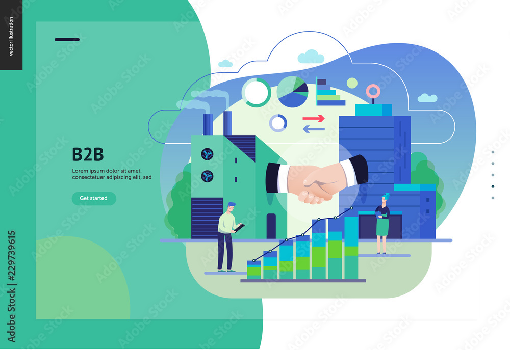 Business series, color 3 - b2b. business to business - modern flat ...