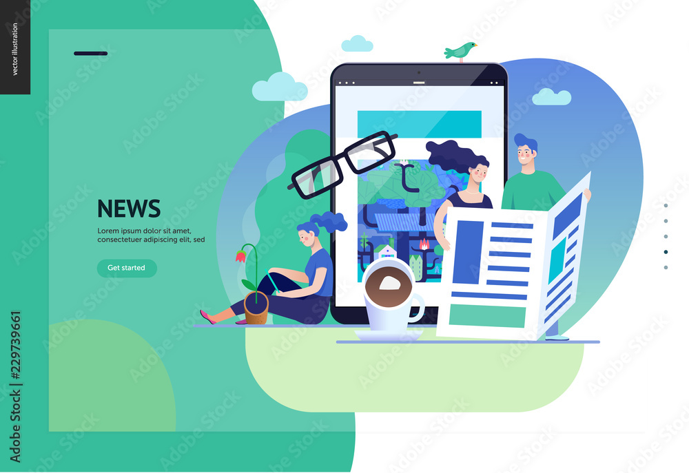 Business series, color 3 - news or articles- modern flat vector ...