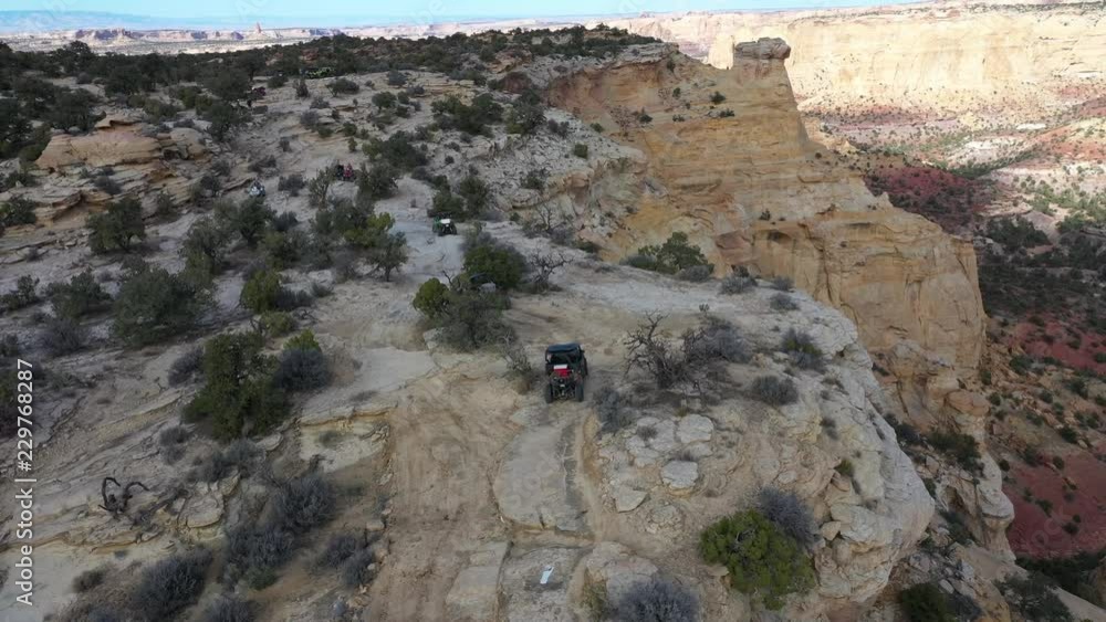 Aerial recreation off road ATV San Rafael Utah desert. San Rafael Reef ...