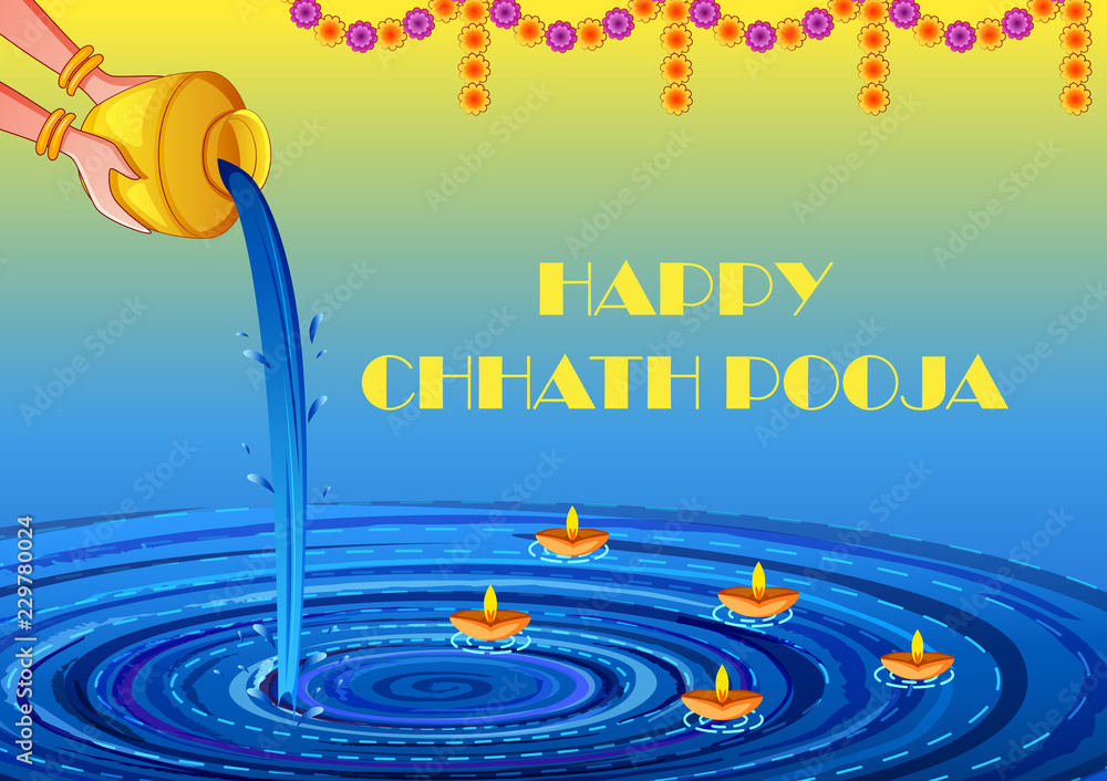 Festival background of Chhath Pooja holiday in India Stock Vector ...