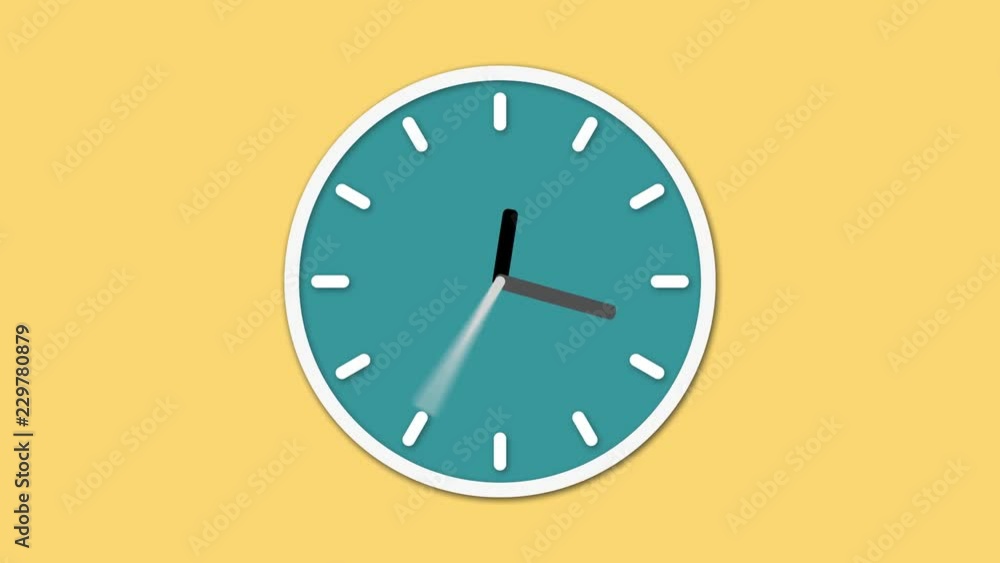 Animated clock face counting down. Digital animation of green clock ...
