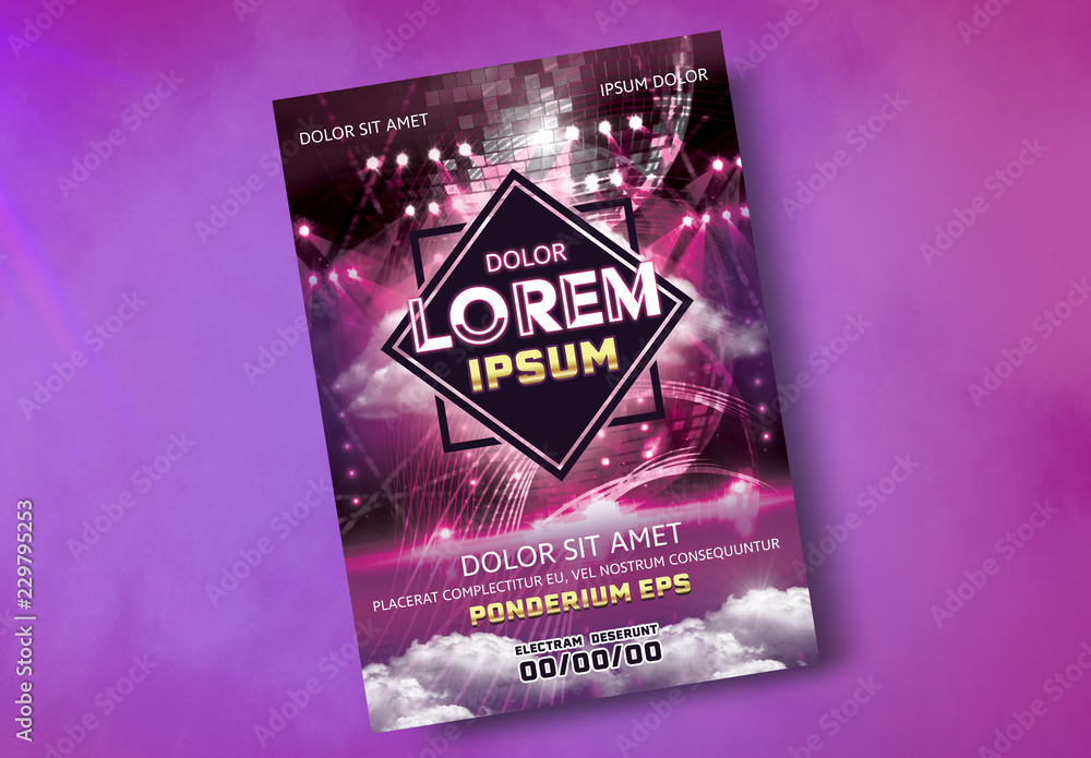Club Event Poster Layout Stock Template | Adobe Stock