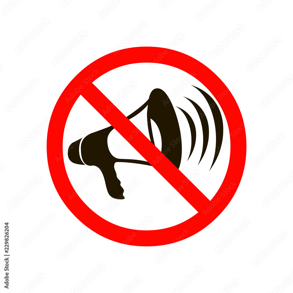 Prohibition sign or symbol no megaphone or no speaker. Vector ...