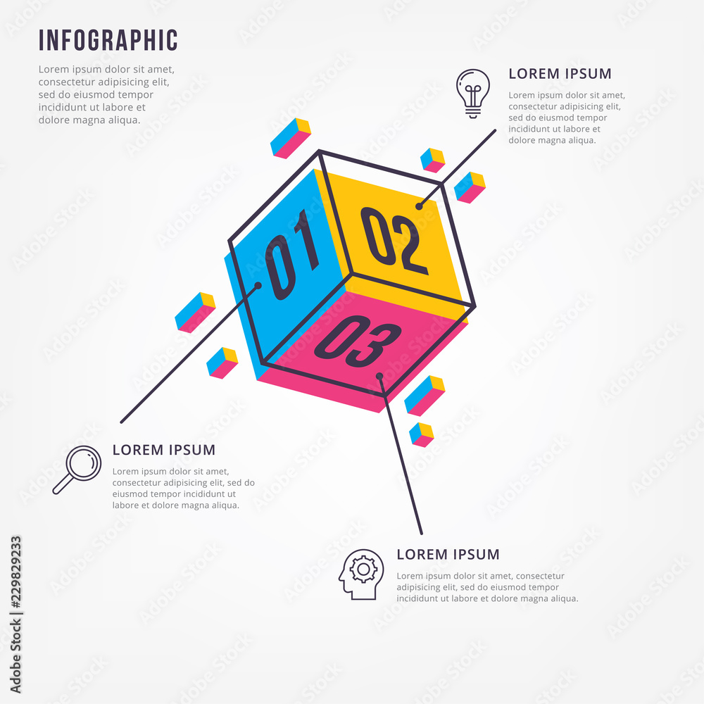 Minimal 3D infographics. Thin line minimal infographic design template ...