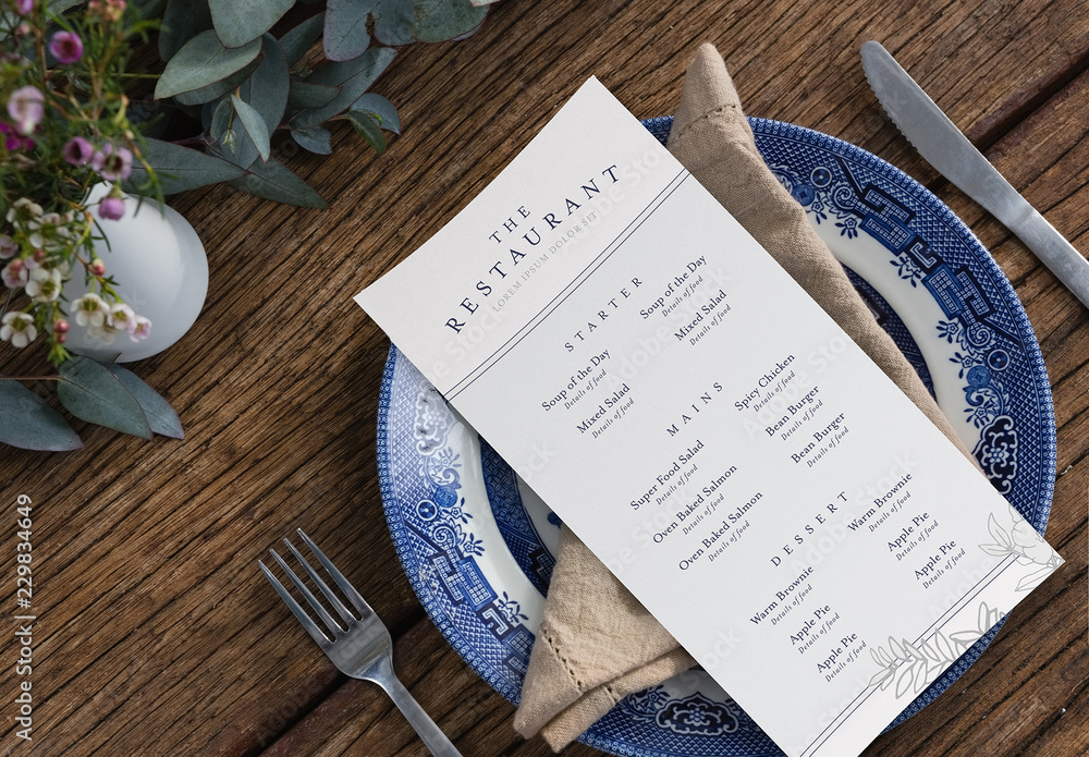Menu on Plate Mockup Stock Template | Adobe Stock