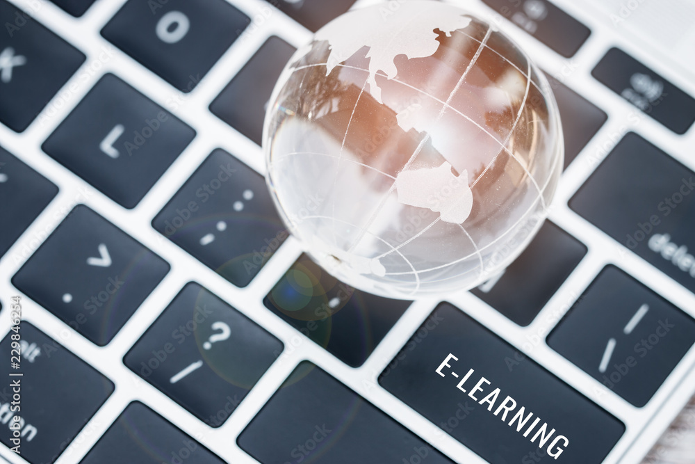 Online Learning education by Technology concept : Words E-LEARNING on ...